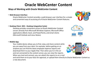 Oracle WebCenter Content User Training | PPT