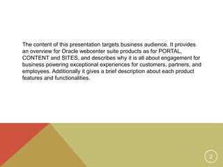 Oracle Webcenter Suite Overview | PPTX