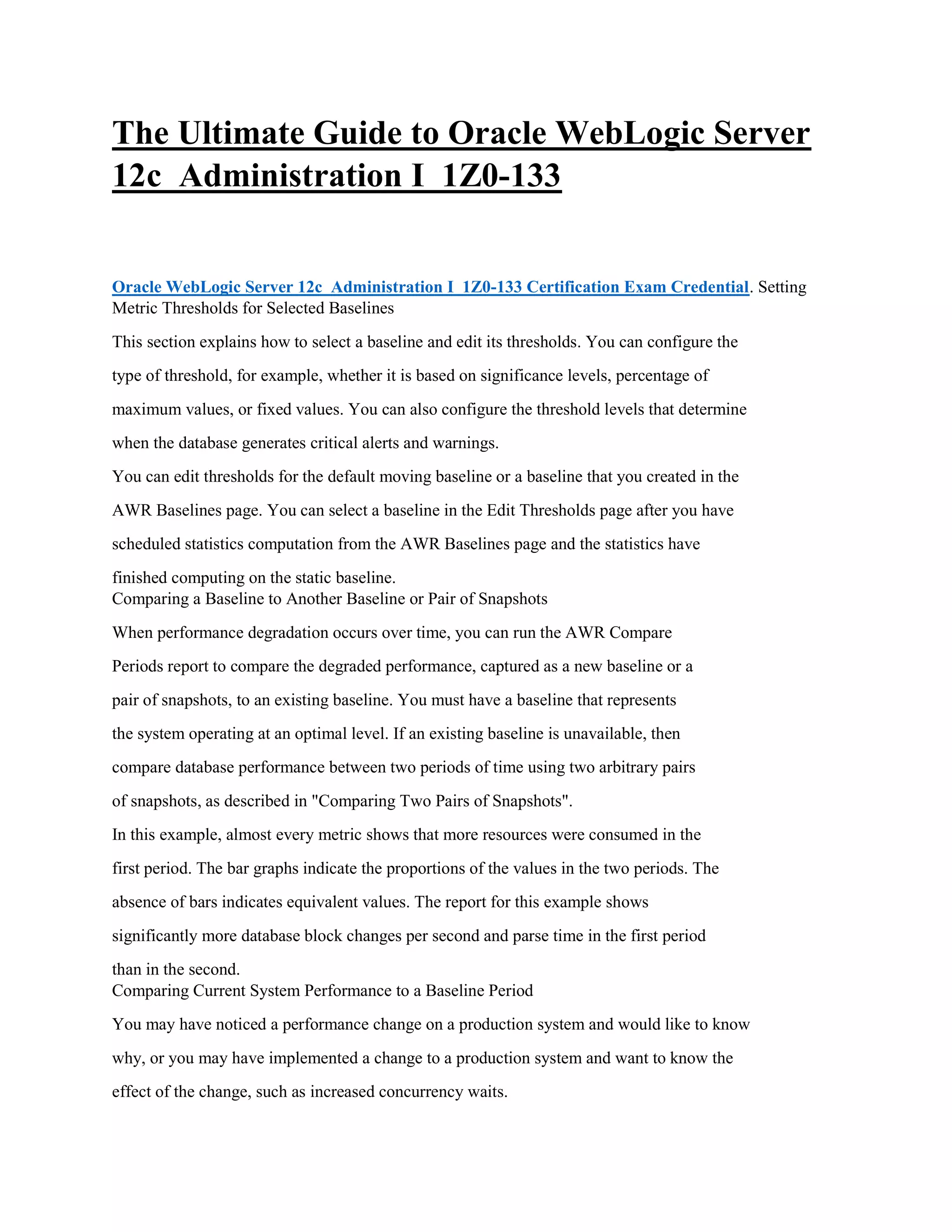 The Ultimate Guide To Oracle Web Logic Server 12c Administration I 1z0 133 Pdf 