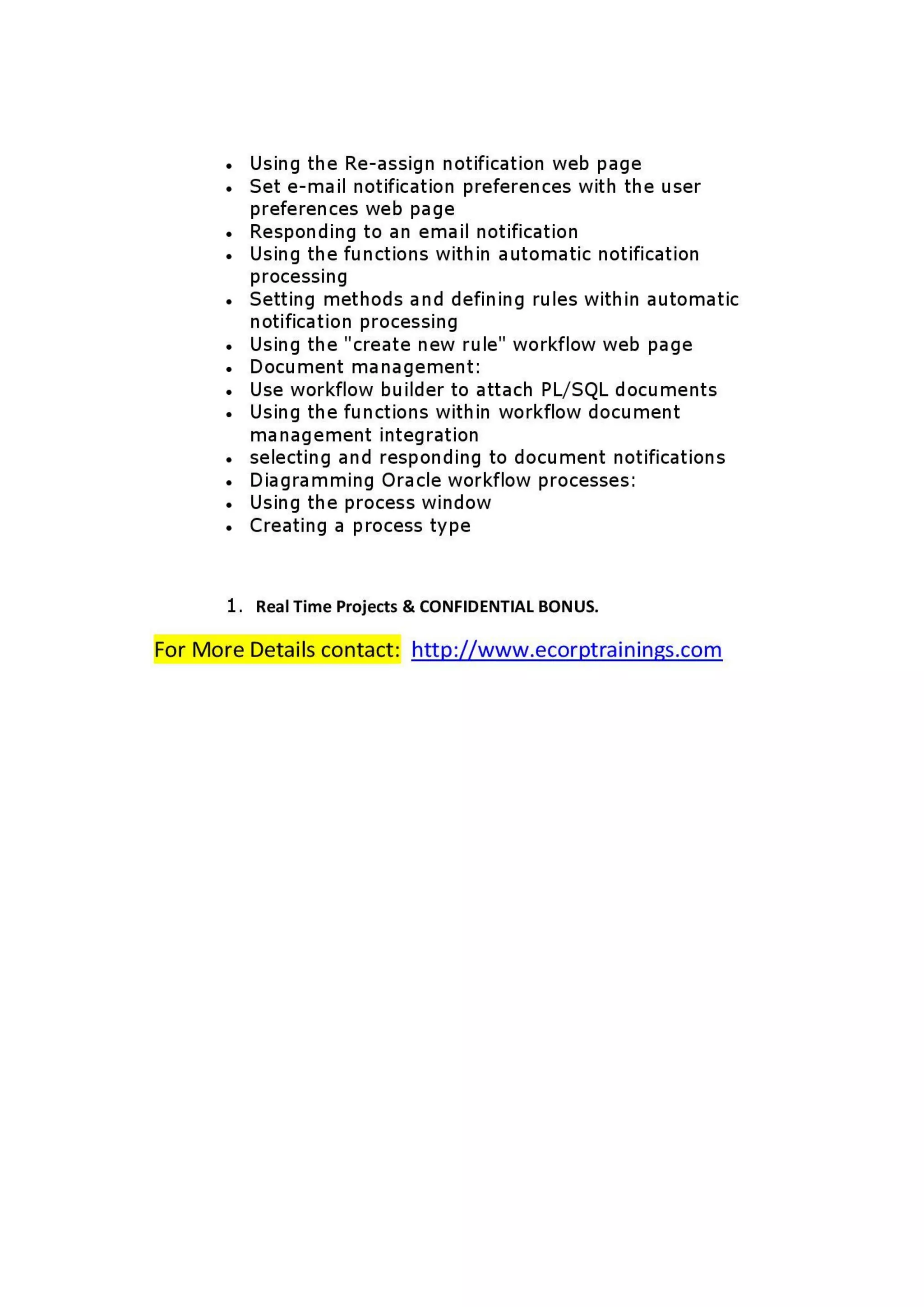 Oracle workflow training india | PDF