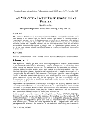 AN APPLICATION TO THE TRAVELLING SALESMAN PROBLEM | PDF | Logistics | Business
