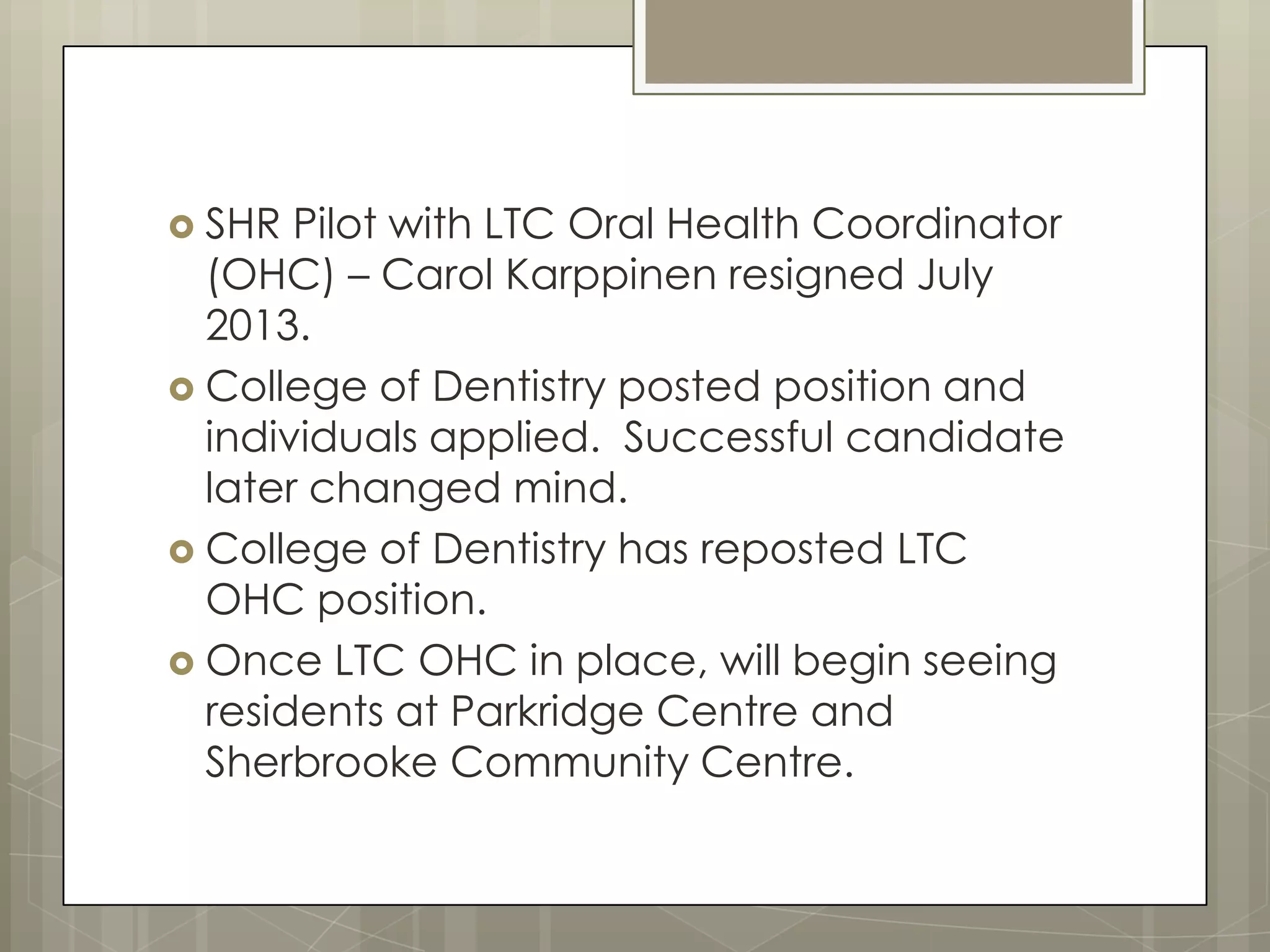 Oral health in long term care | PPT