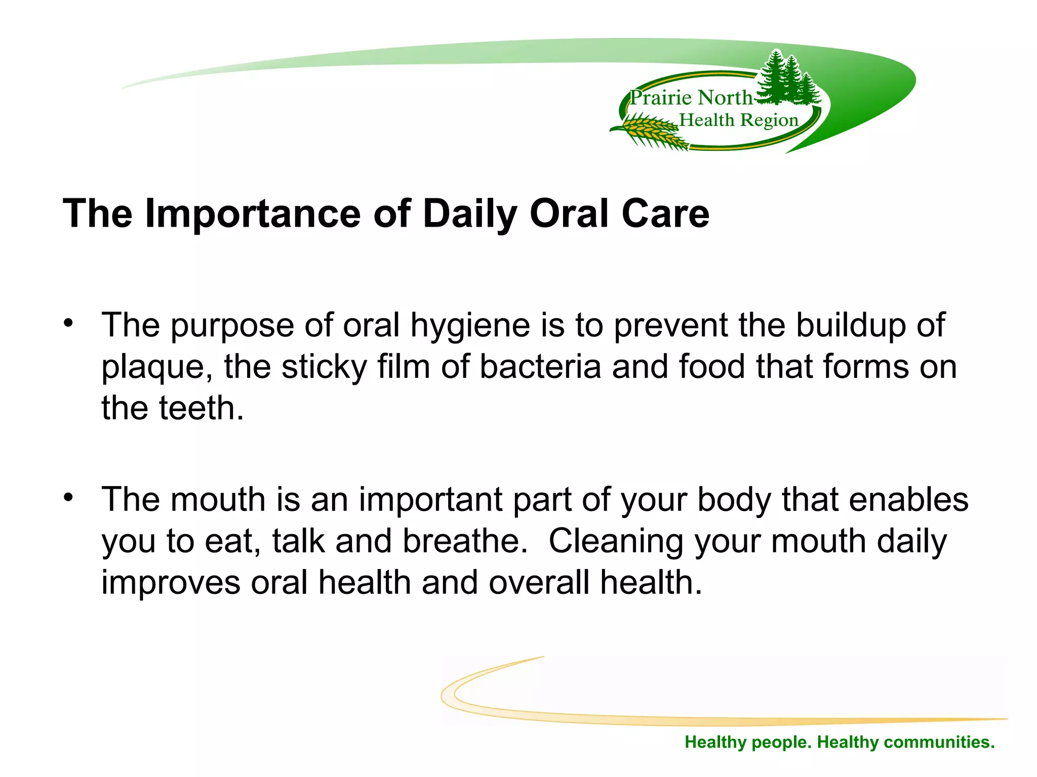 Oral health program for long term care residents | PPT