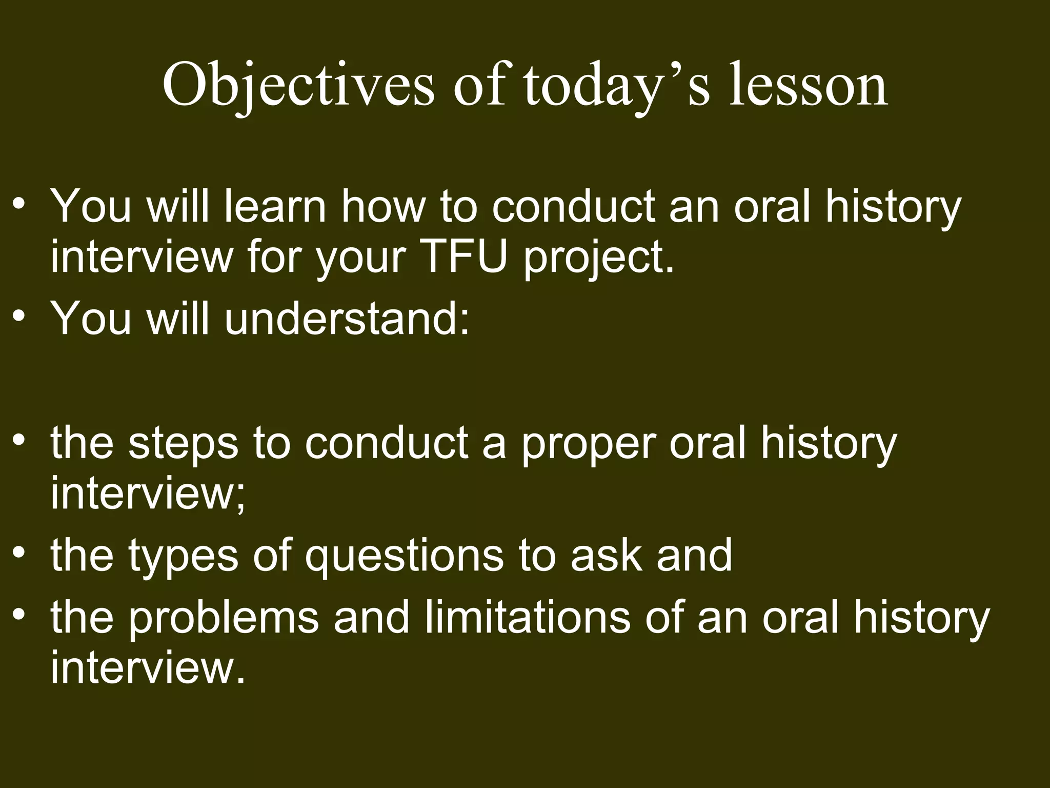 Oral History Interview | PPT