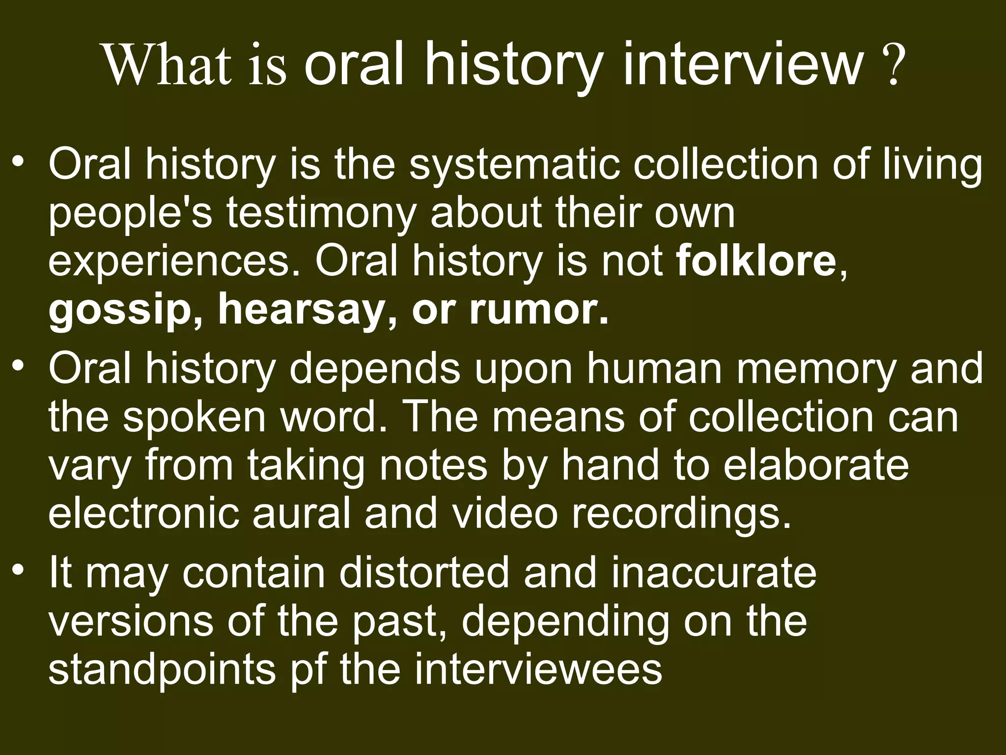 Oral History Interview | PPT