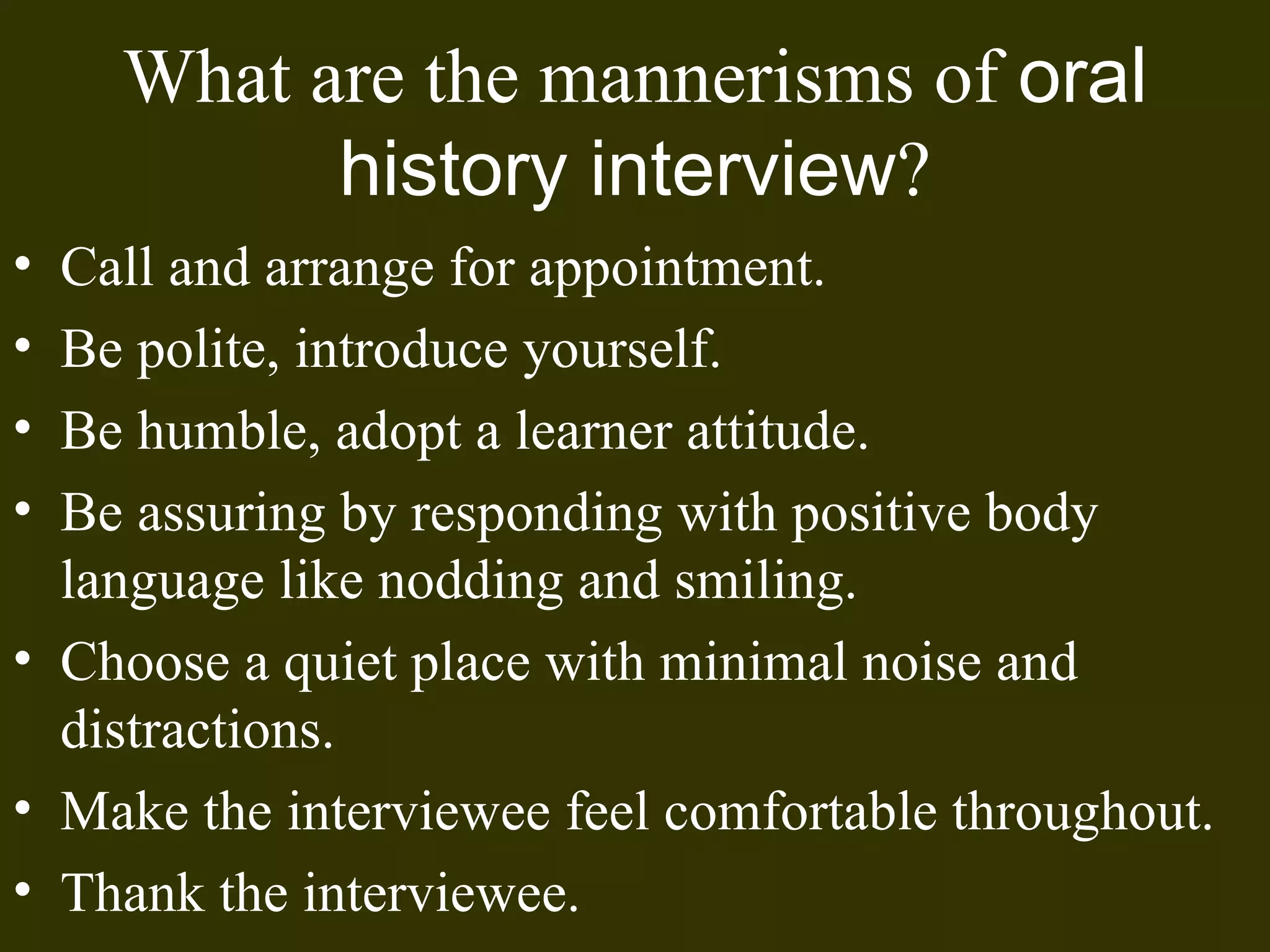 Oral History Interview | PPT
