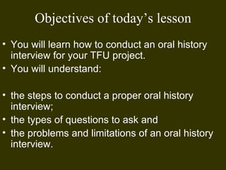 Oral History Interview | PPT