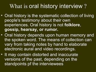 Oral History Interview | PPT