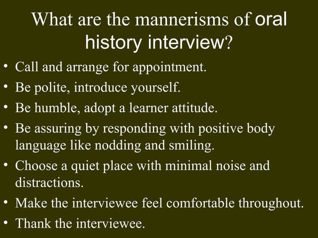 Oral History Interview | PPT