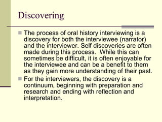 Oral History Training for the Classroom | PPT