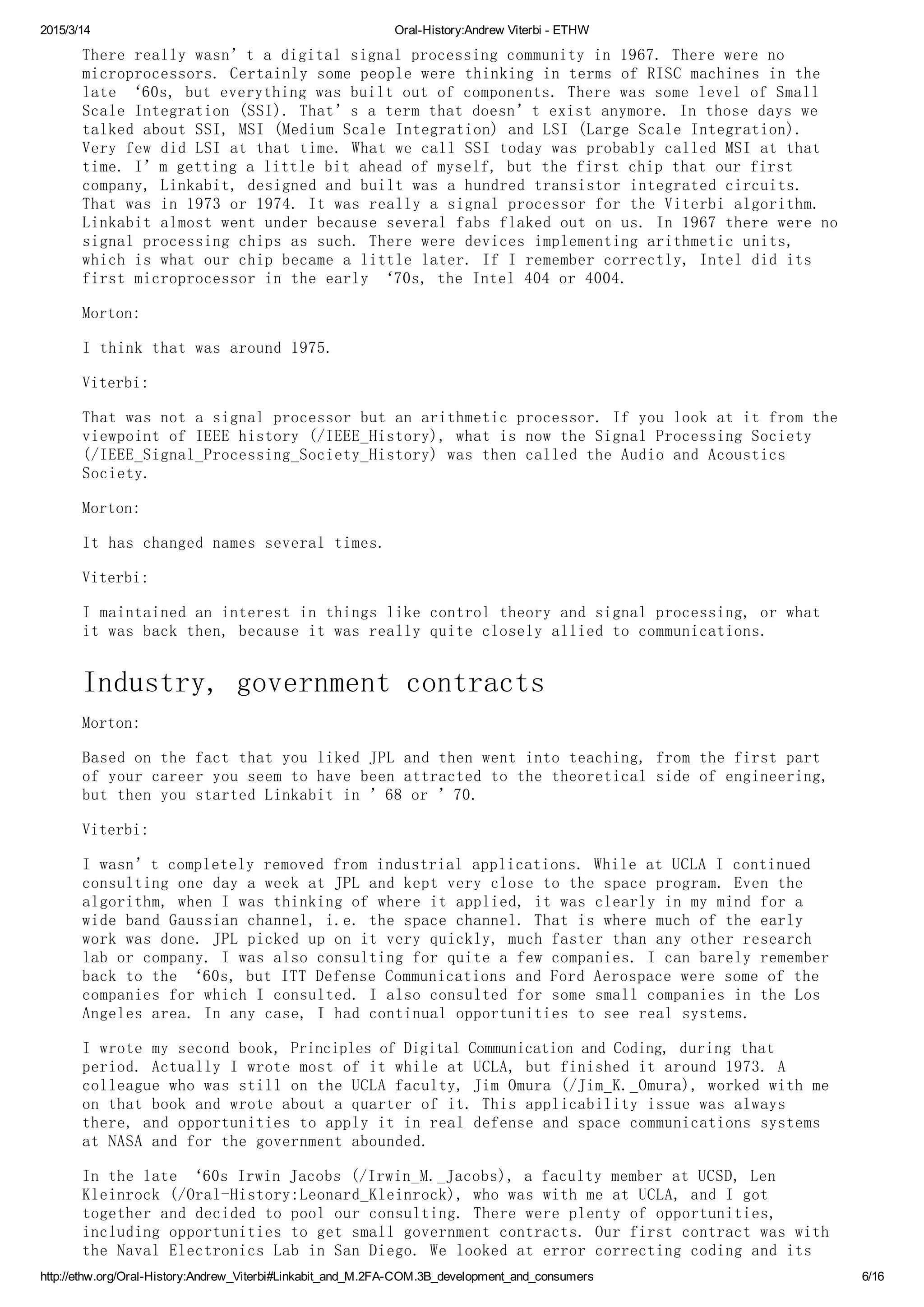 Oral history andrew viterbi - ethw | PDF