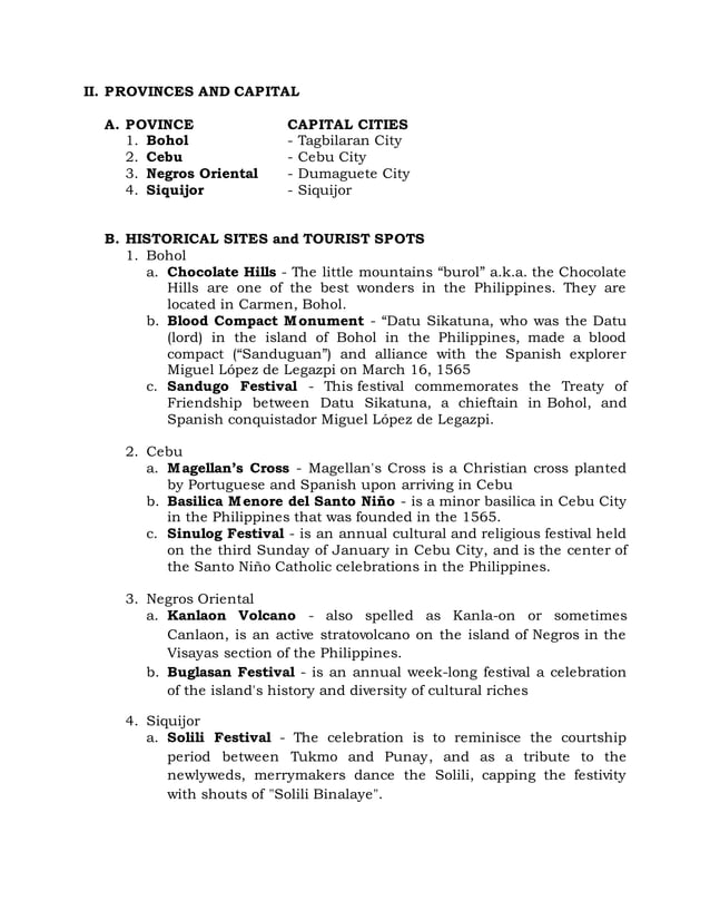 Literature 1 Central Visayas Oral Notes | DOCX | Travel Locations | Travel