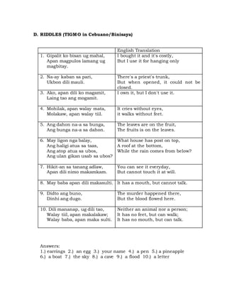 Literature 1 Central Visayas Oral Notes | DOCX