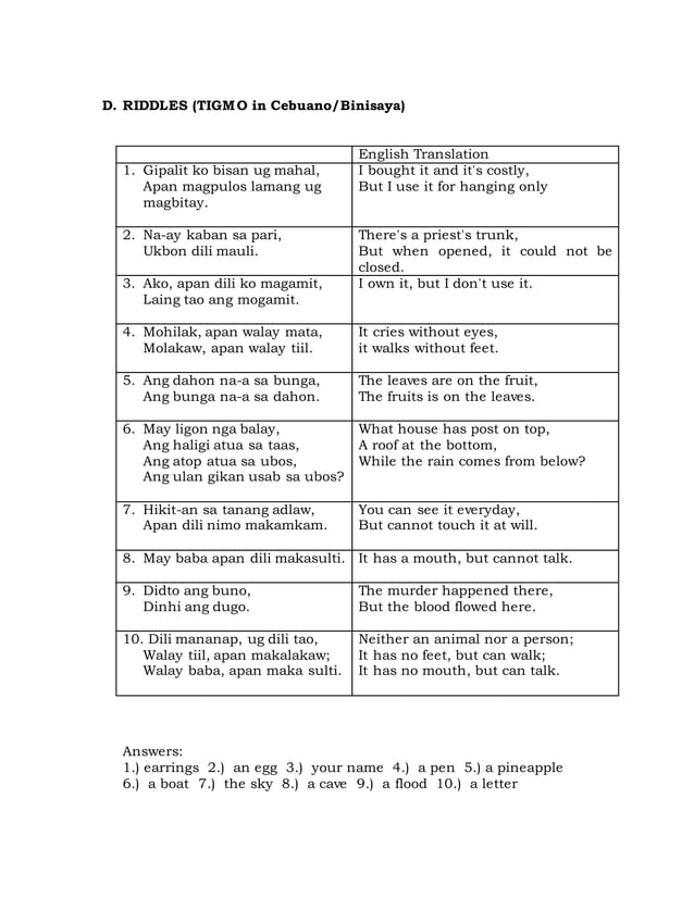 Literature 1 Central Visayas Oral Notes | DOCX | Travel Locations | Travel