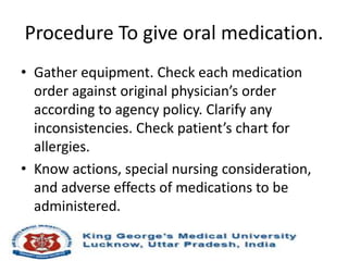 Oral administration of medications | PPTX