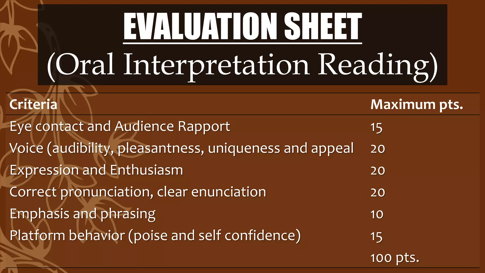 Oral and dramatic interpretation | PPTX