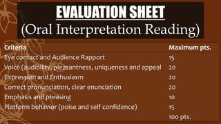 Oral and dramatic interpretation | PPTX