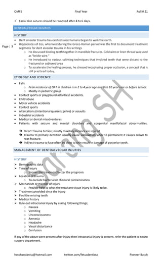 Soft Tissues & Dentoalveolar Injuries (Oral & Maxillofacial Trauma) | PDF