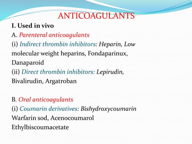 Oral anticoagulants | PPTX | Blood Disorders | Diseases and Conditions