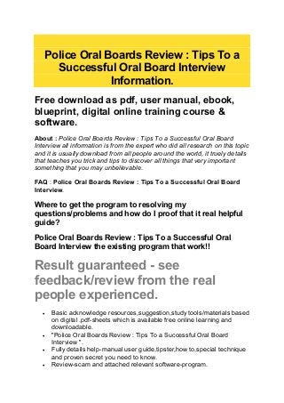 Oralboard police oral boards review - tips to a successful oral board ...