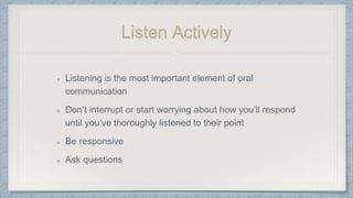 Guidelines for Oral Business Communications | PPTX | Business ...