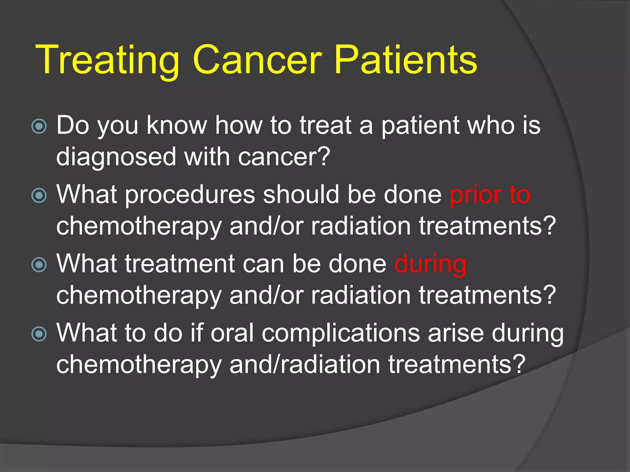 Oral care for cancer patients power point | PPTX