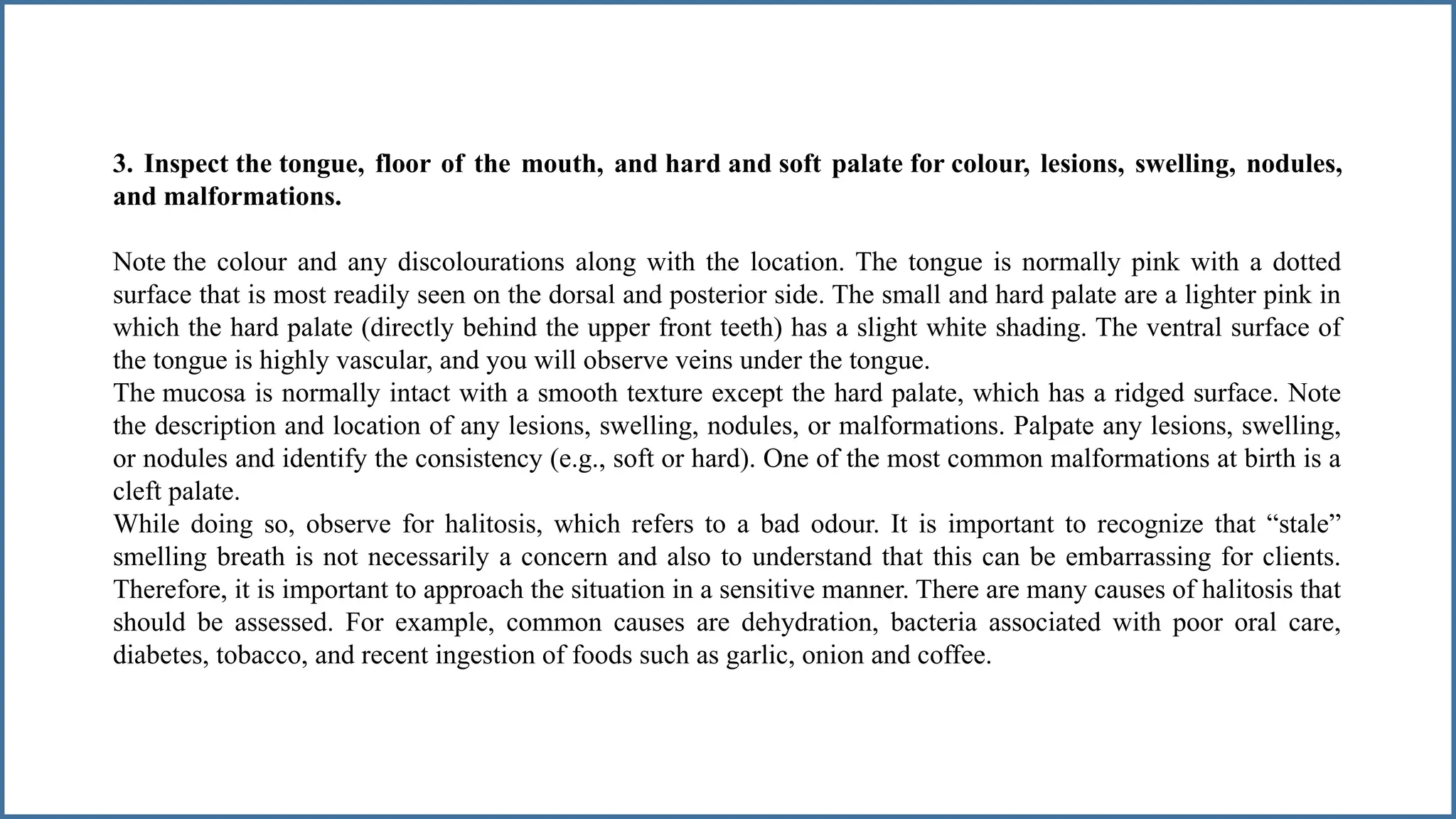 ASSESSMENT Of ORAL CAVITY PROPER ppt pptx | PPTX