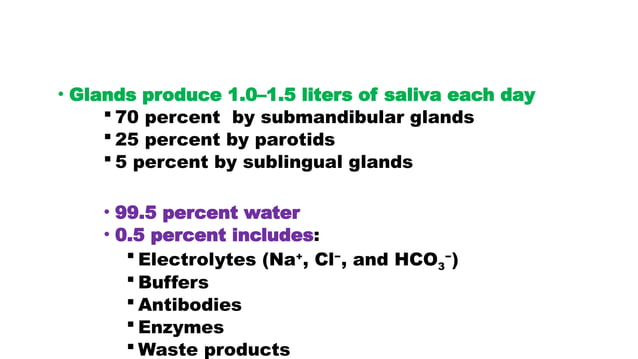 ORAL CAVITY, SALIVA, SALIVARY GLANDS, NERVE SUPPLY, PHARYNX & ESOPHAGUS ...