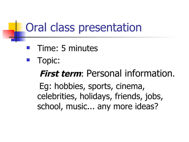 Oral Class Presentation | PPS
