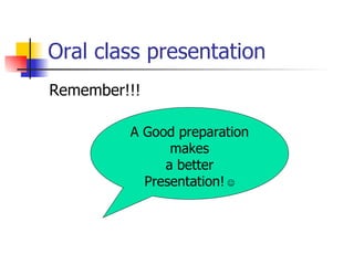 Oral Class Presentation | PPS