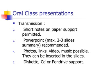 Oral Class Presentation | PPS