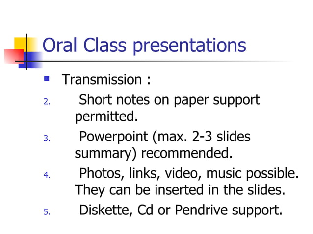 Oral Class Presentation | PPS