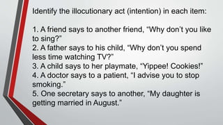 Oral Comm - Types of Speech Act | PPTX