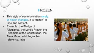 ORAL COMMUNICATION - TYPES OF SPEECH STYLE | PPT