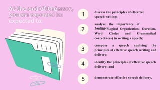 Speech Writing in Oral Communication Final | PPTX