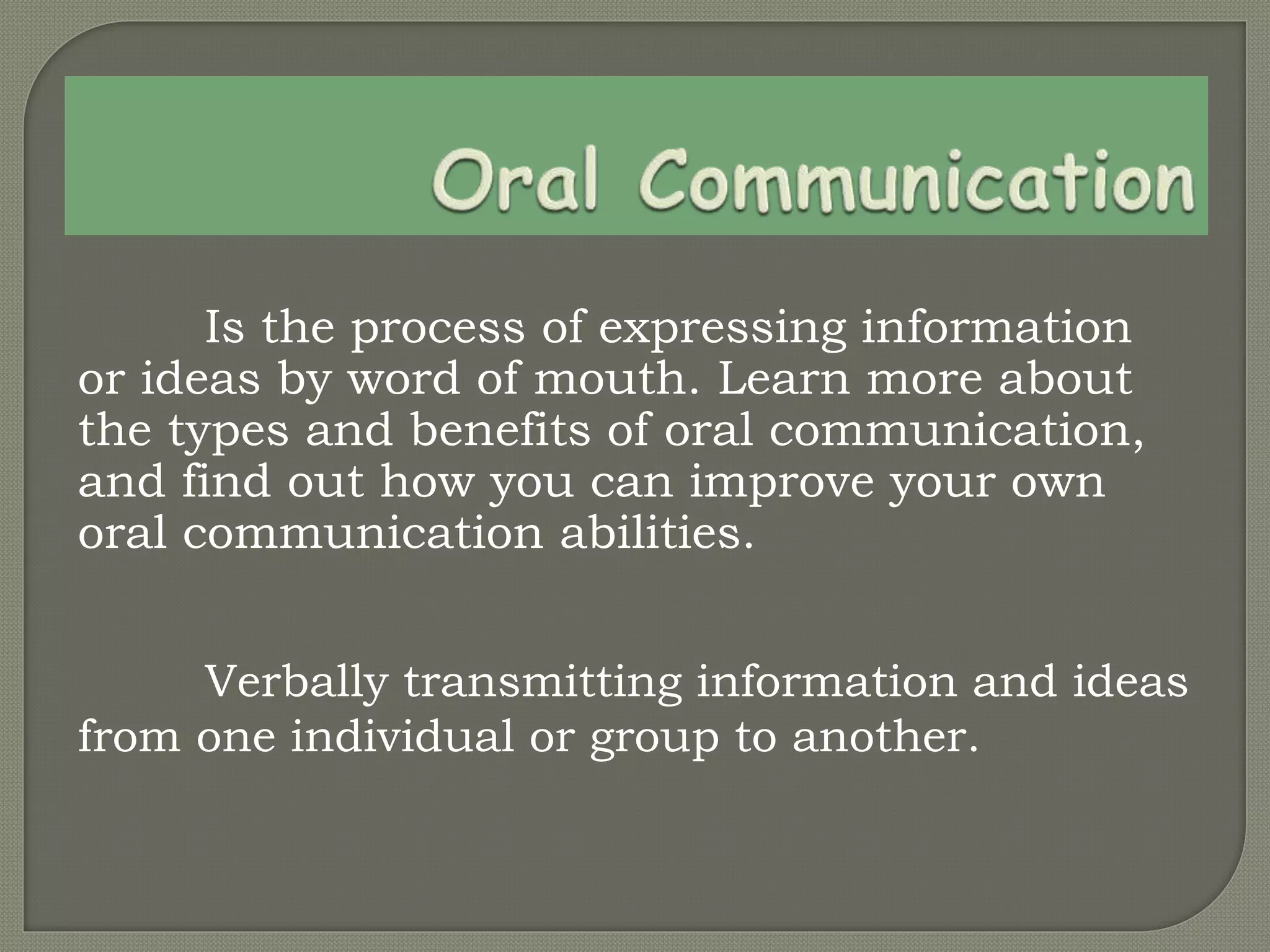 Oral communication | PPTX