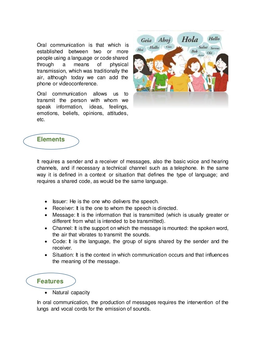 Oral Communication Oral Communication