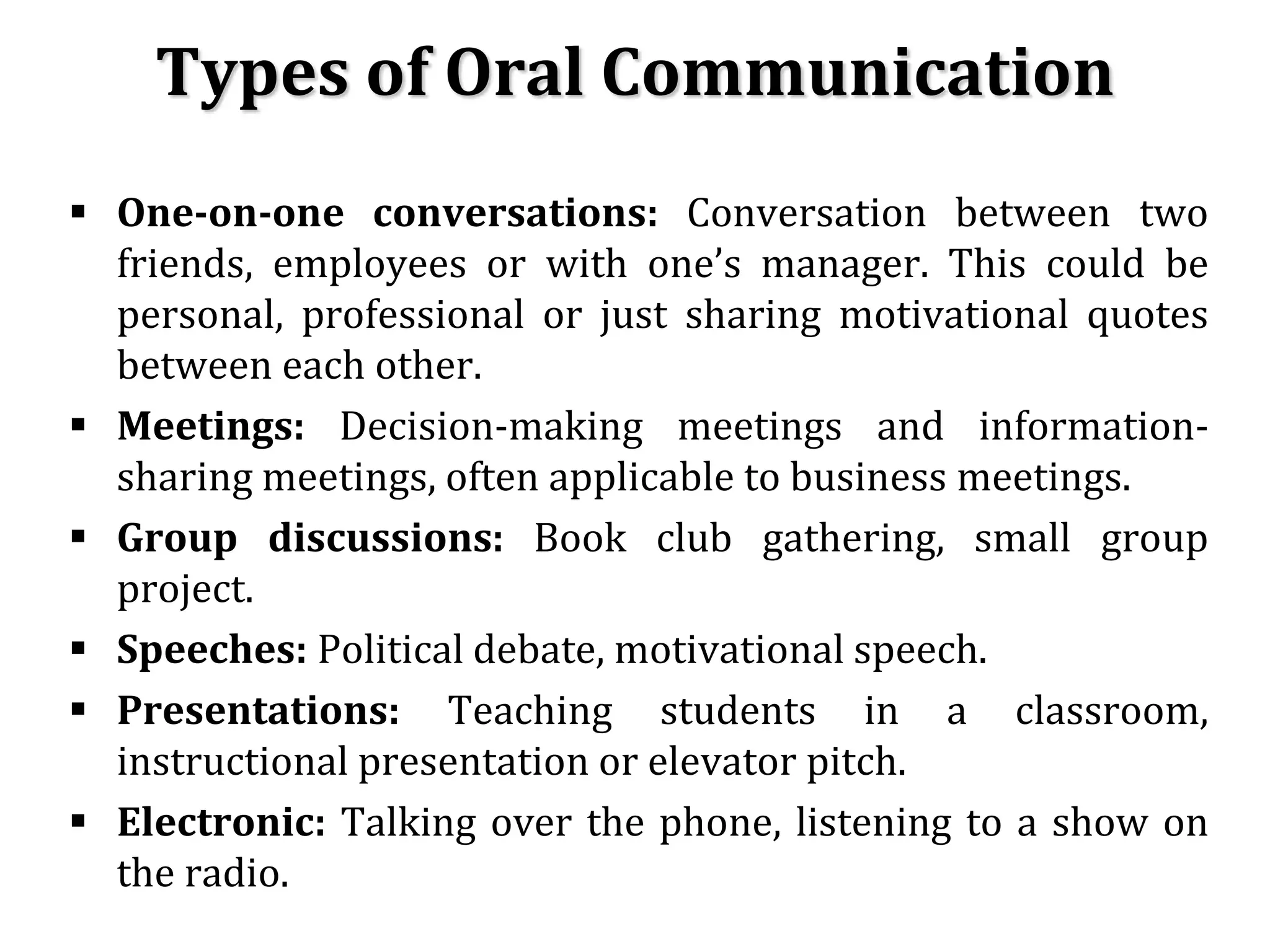 Oral Communication - Process, Types, Phases, Elements | PPTX