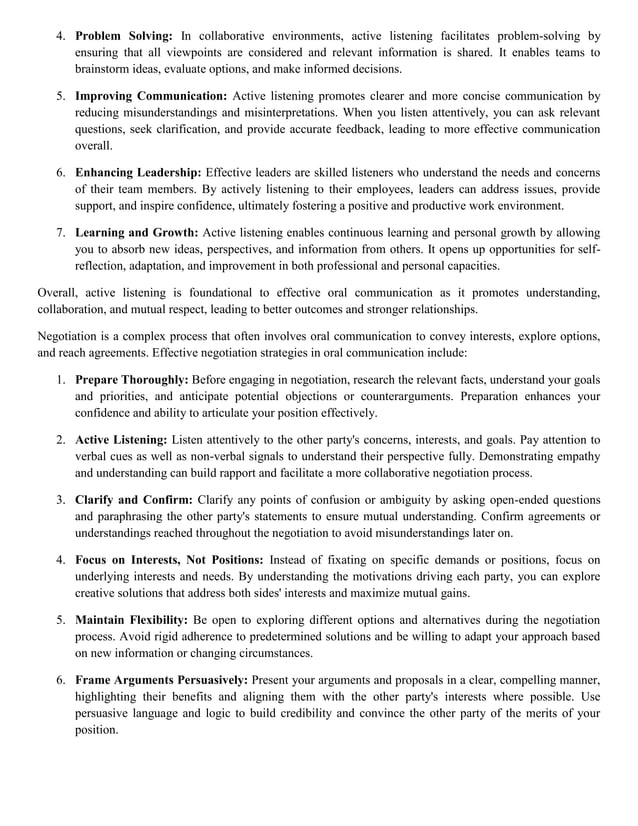 ORAL COMMUNICATION DIFFERENT STRATEGIES TO LEARN FOR AN EFFECTIVE ...