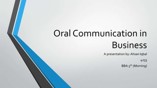 Oral communication in business | PPTX