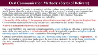 Oral Communication Types & Methods; and speech delivery in digital era ...