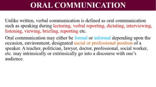 Oral Communication Types & Methods; and speech delivery in digital era ...