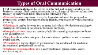 Oral Communication Types & Methods; and speech delivery in digital era ...