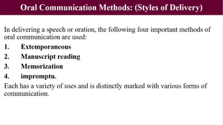 Oral Communication Types & Methods; and speech delivery in digital era ...