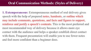 Oral Communication Types & Methods; and speech delivery in digital era ...