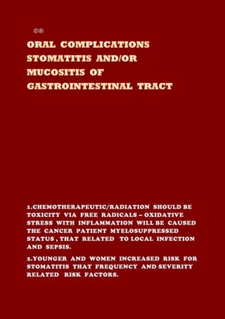 ORAL COMPLICATIONS AND MUCOSITIS.pdf. | PDF
