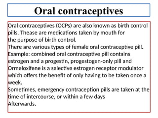oral contraceptive new. Classification and uses | PPTX