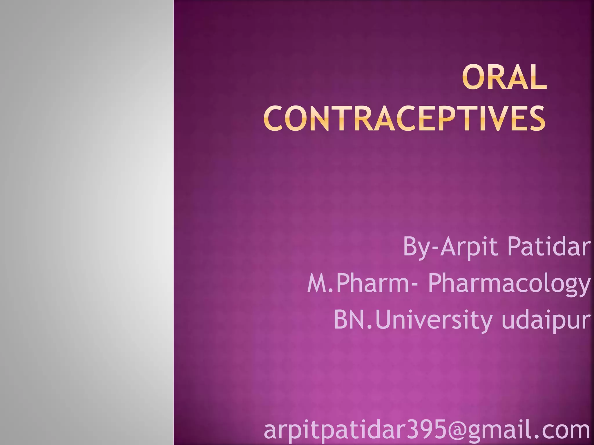 Oral contraceptives | PPTX