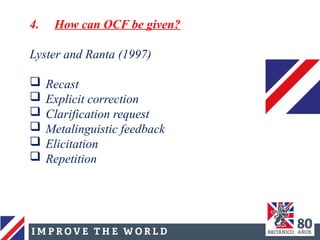 ORAL CORRECTIVE FEEDBACK when giving a class to students learning a ...