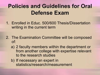 Oral defense examination | PPT